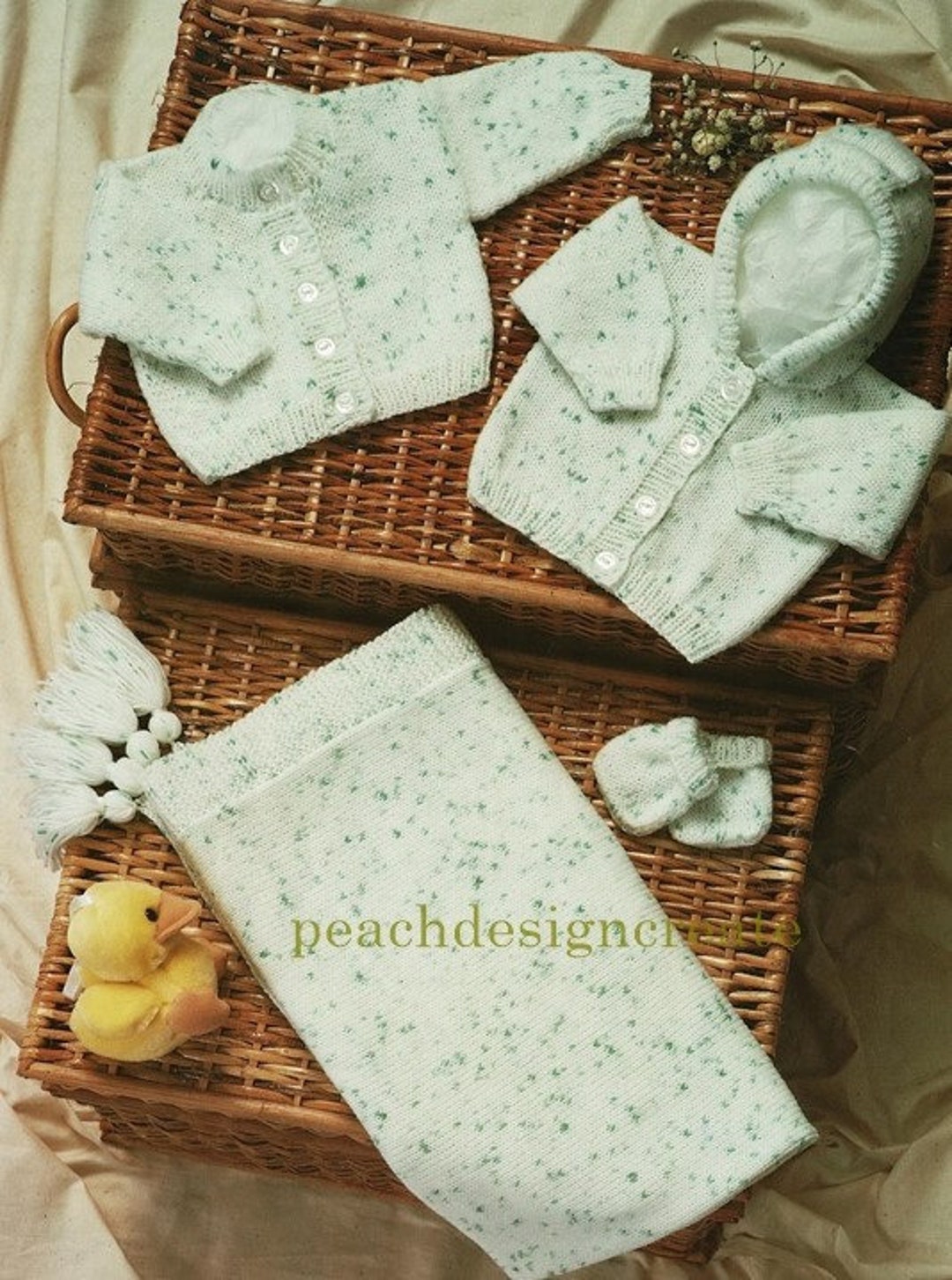Knitting Pattern: Preemie Baby Cardigan, Hoodie, Mittens & Blanket (PDF ...