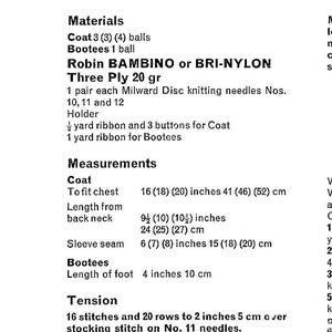 PDF Knitting Pattern Baby Girl Lacy Matinee Coat and Booties Size 16-20 ...
