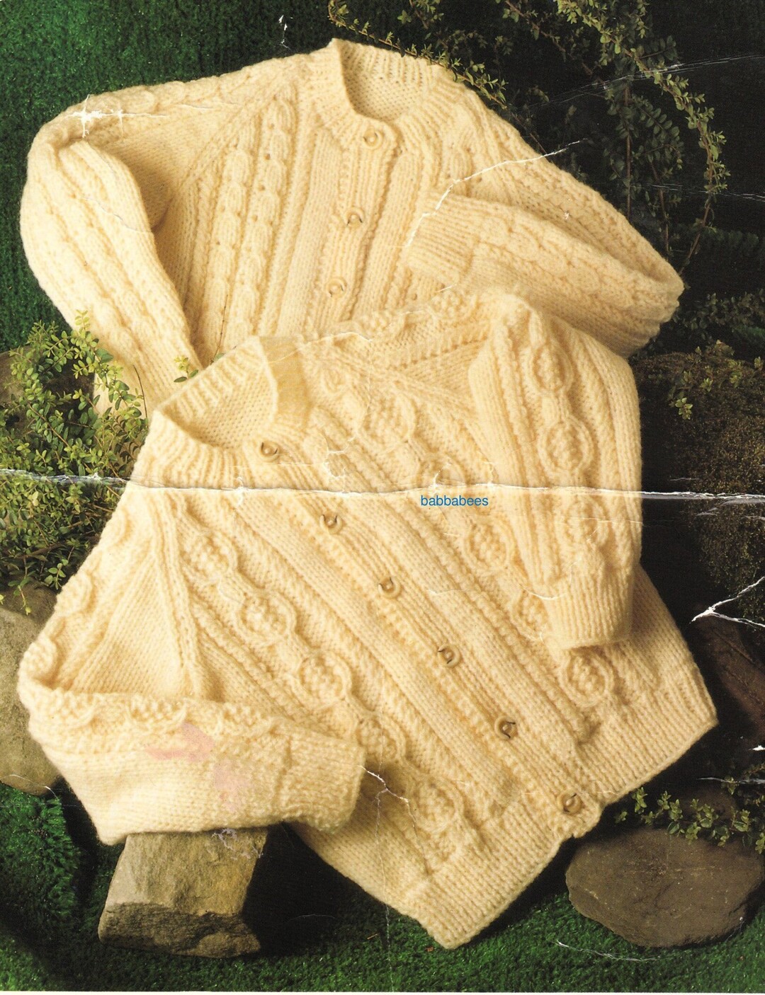 PDF Knitting Pattern Boy Girl Aran Cardigan Sweater Sizes 20-28 Inch ...