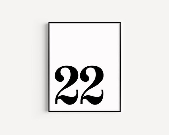 Number 22 Print Number Wall Art Scandinavian Print | Etsy