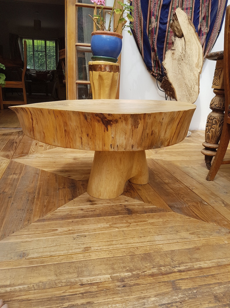 Solid Wood Coffee Table With Tree Trunk Legs - Etsy UK