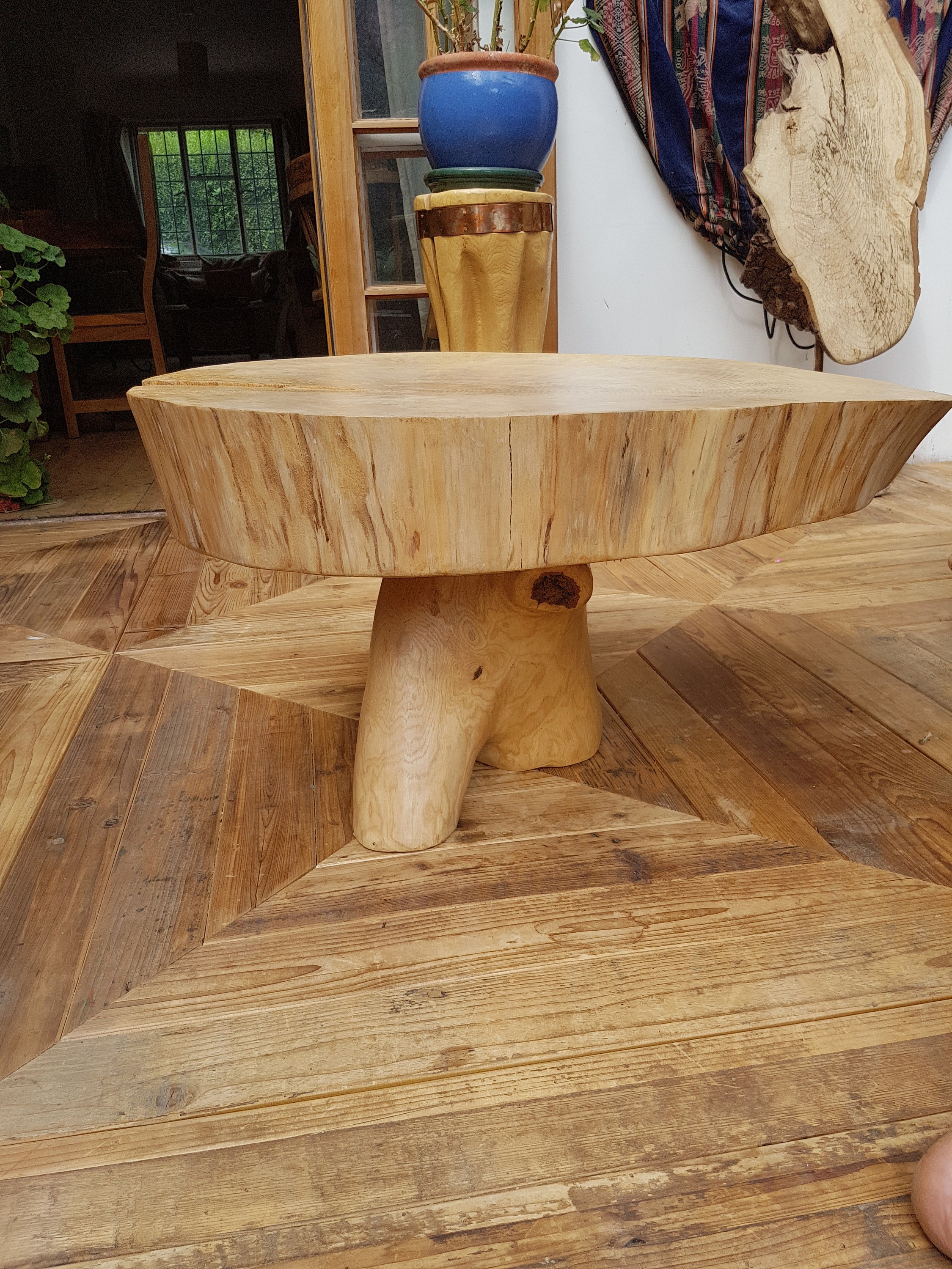 Solid Wood Coffee Table With Tree Trunk Legs - Etsy UK