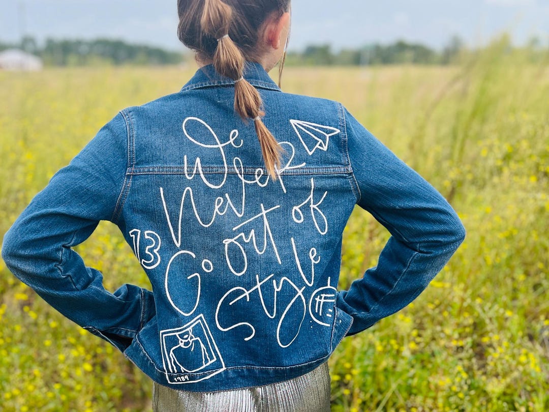 Hand Painted Taylor Swift Themed Denim Jacket Girls Size 14 Custom ...