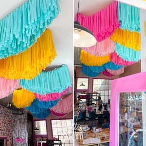 Custom-made Ceiling Streamers | Hanging Fringe, Tassel Backdrops, Party ...