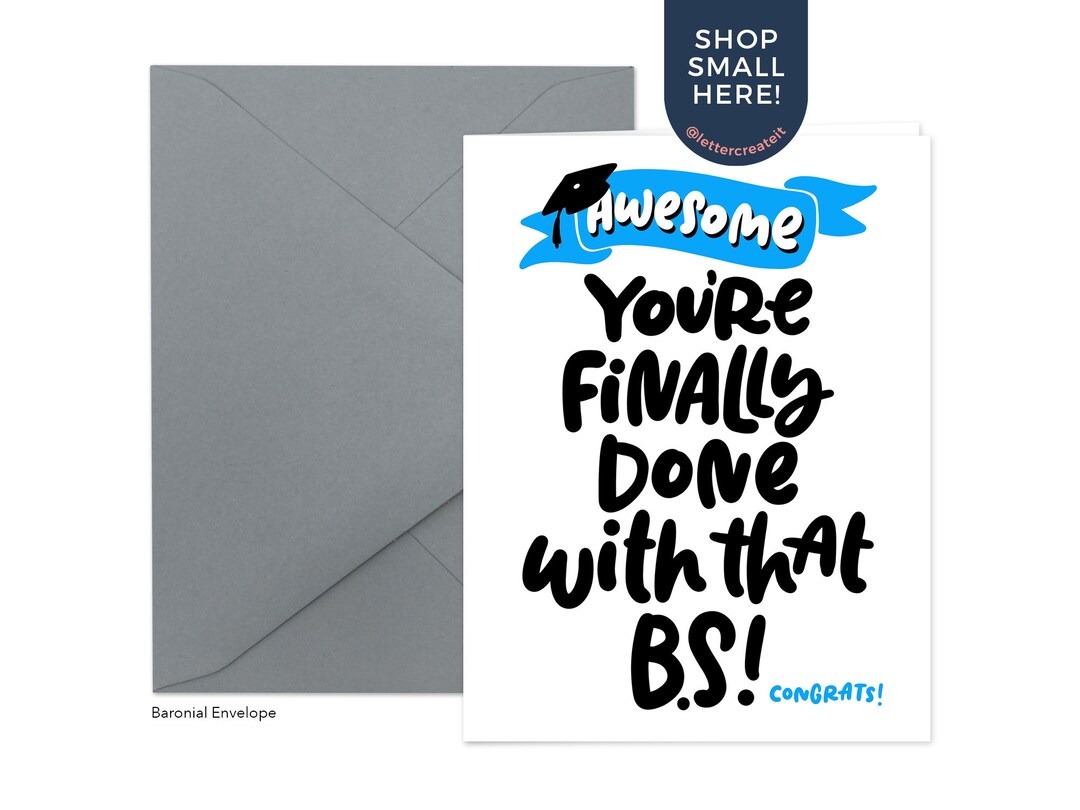Done With That BS Graduation Card, Congrats Card - Etsy