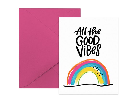 Good Vibes Greeting Card Blank Inside | Etsy
