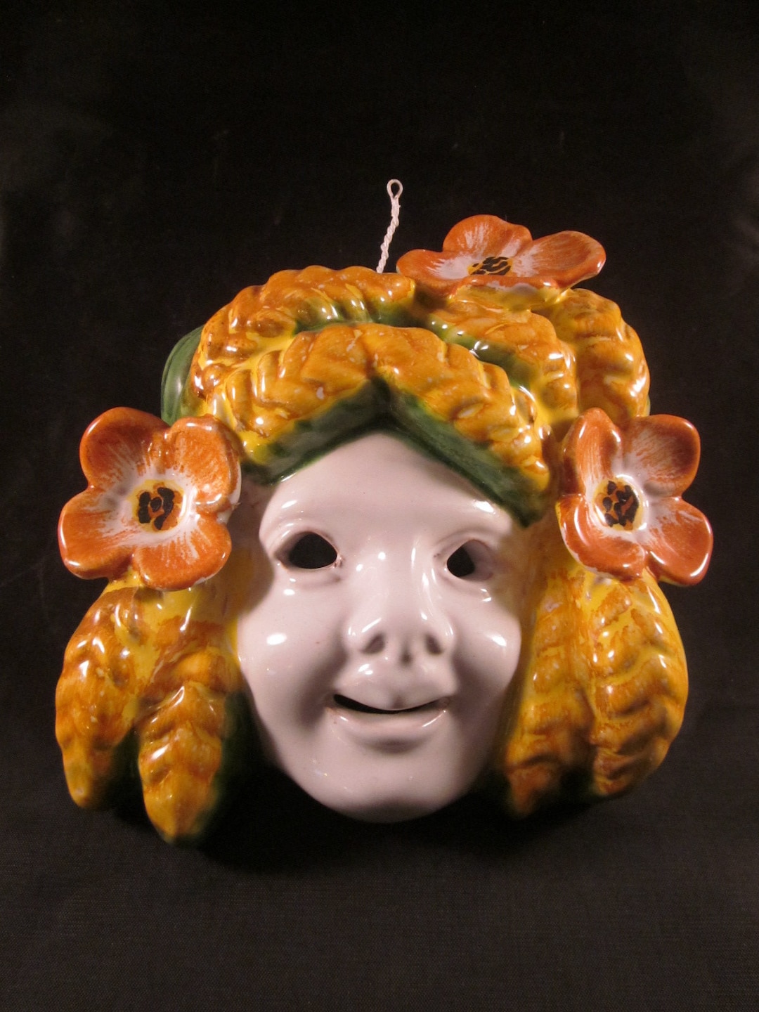 Ceramic Wood Nymph/fairy Wall Hanging W/leaves & Flowers - Etsy