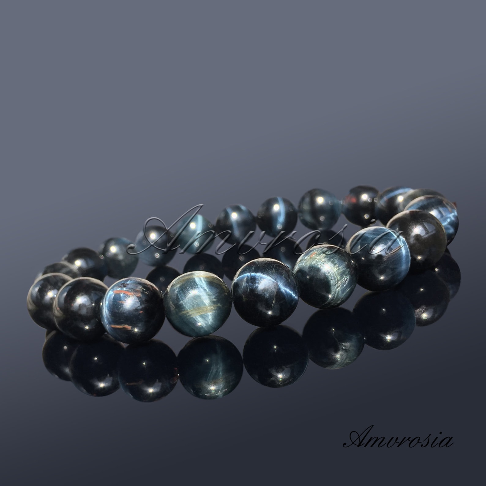 Hawk Eye Bracelet - 10 Mm Genuine Hawk's Eye Natural Stone Beaded ...