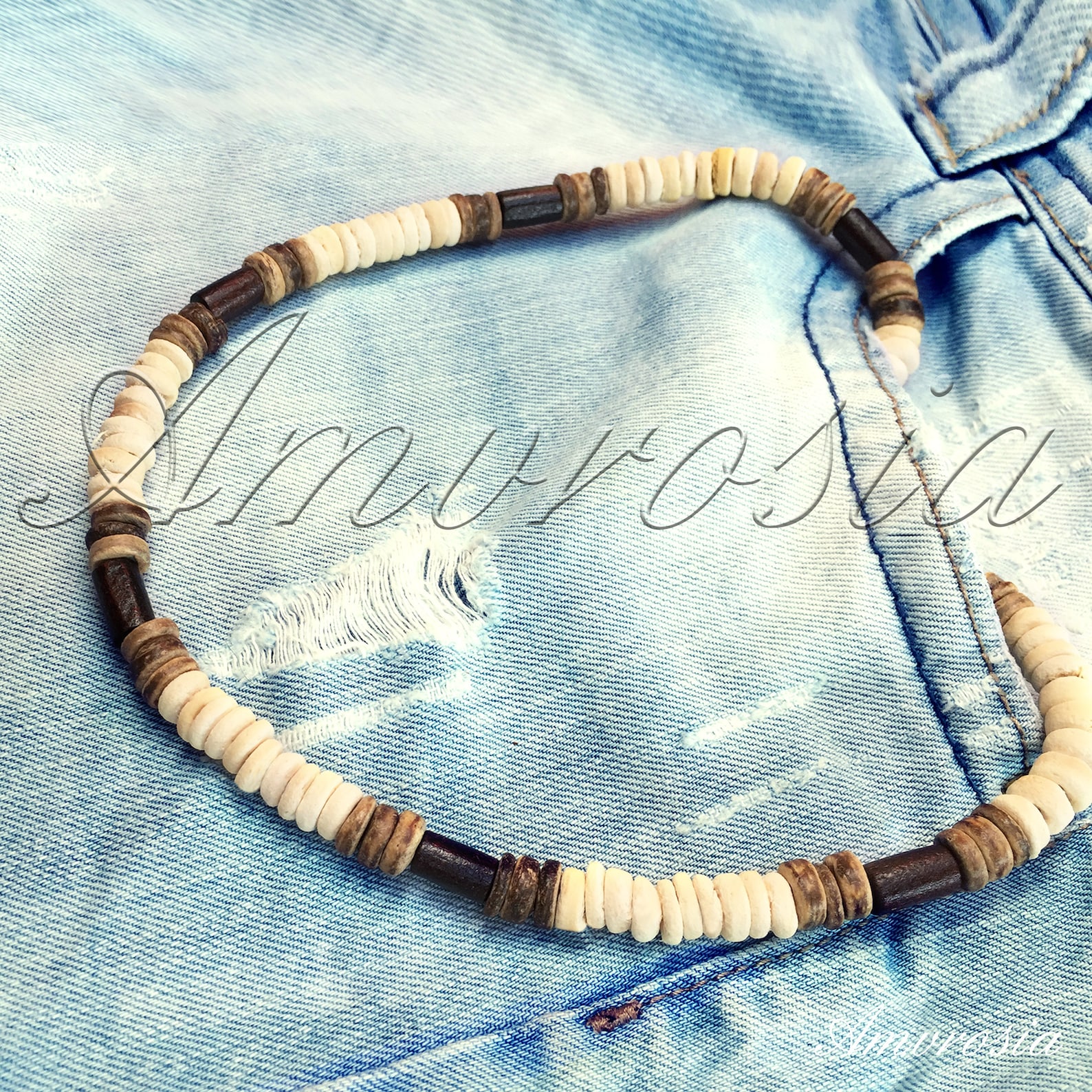 Surfer Style Necklace - Necklace for Men - Coconut Necklace - Boho ...
