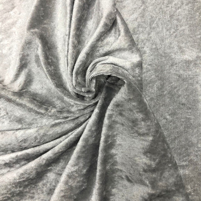 Silver Grey Crushed Velvet Fabric Premium Soft Curtains Material Dress ...