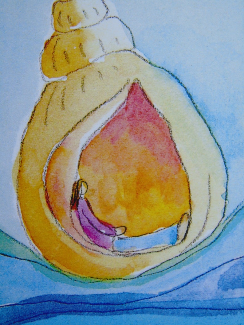 Girl in a Shell - Print From Original Watercolour Painting - Etsy