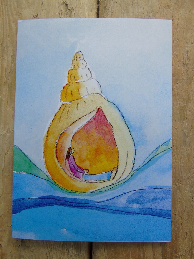 Girl in a Shell - Print From Original Watercolour Painting - Etsy