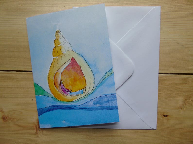 Girl in a Shell - Print From Original Watercolour Painting - Etsy