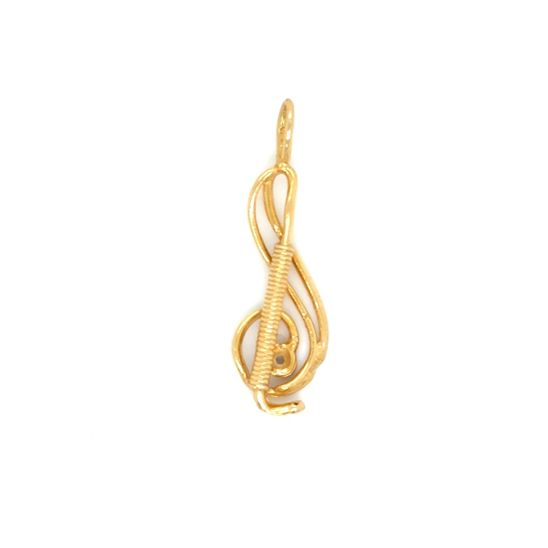 14K Yellow Gold Treble Clef Charm, Necklace Music Charm, Musical Note ...