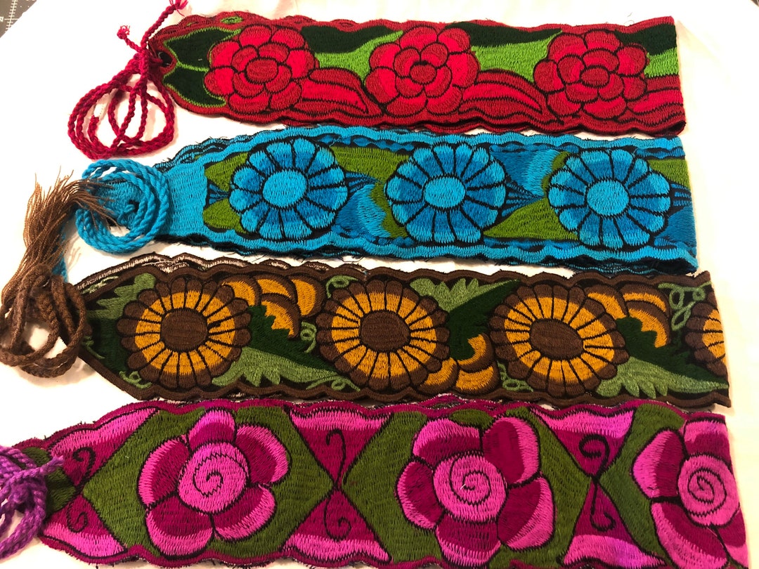 Rainbow Mexican Embroidery Belt Ladies Womens - Etsy
