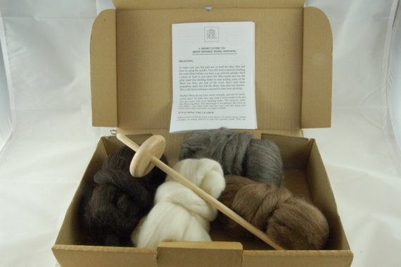 Wool Hand Spinning Kit Hand Made Wood Drop Spindle and - Etsy UK