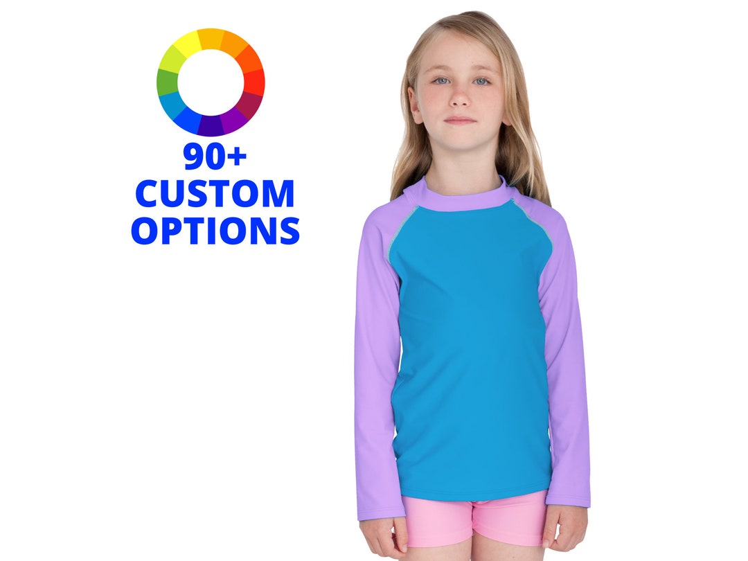 Girls Rash Guard Custom Pick Your Colors Long Sleeve Swim Shirt UPF 50 ...
