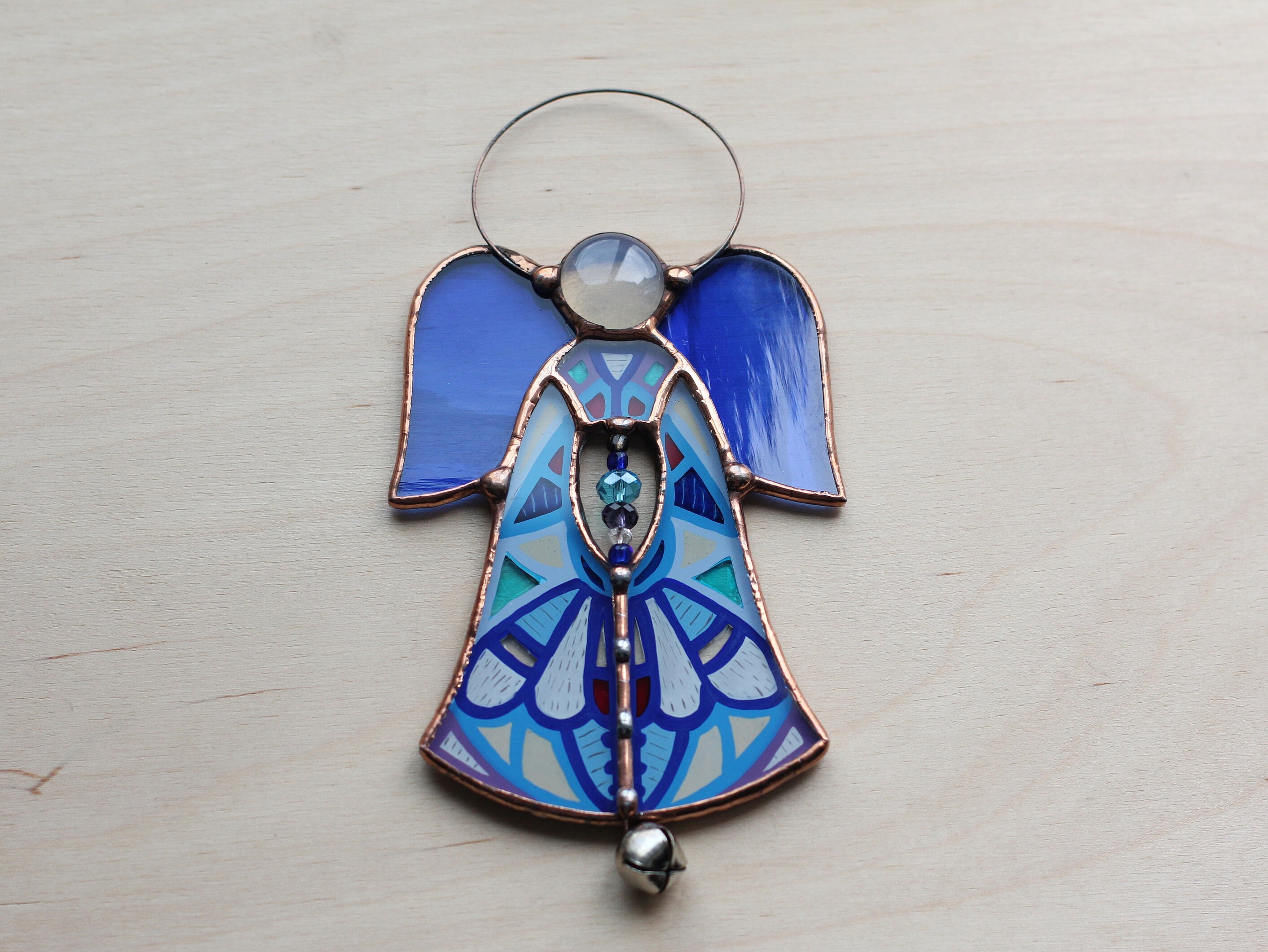 Blue Guardian Angel Suncatcher Stained Glass Angel Ornament - Etsy