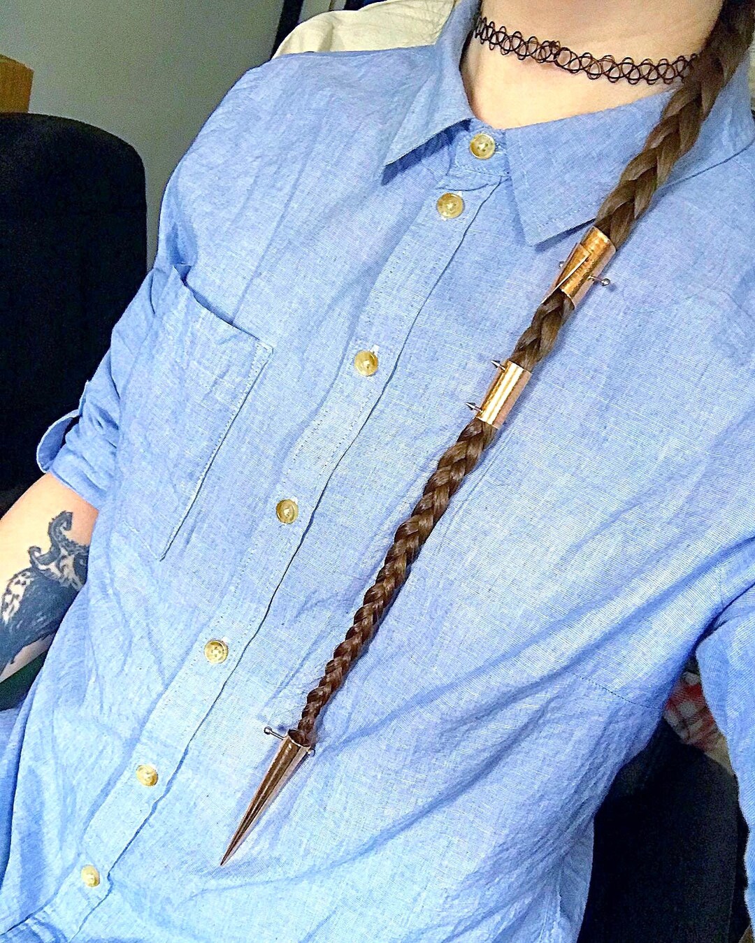 Handmade Bronze Braid Spike: Upcycled Hair Accessory - Etsy