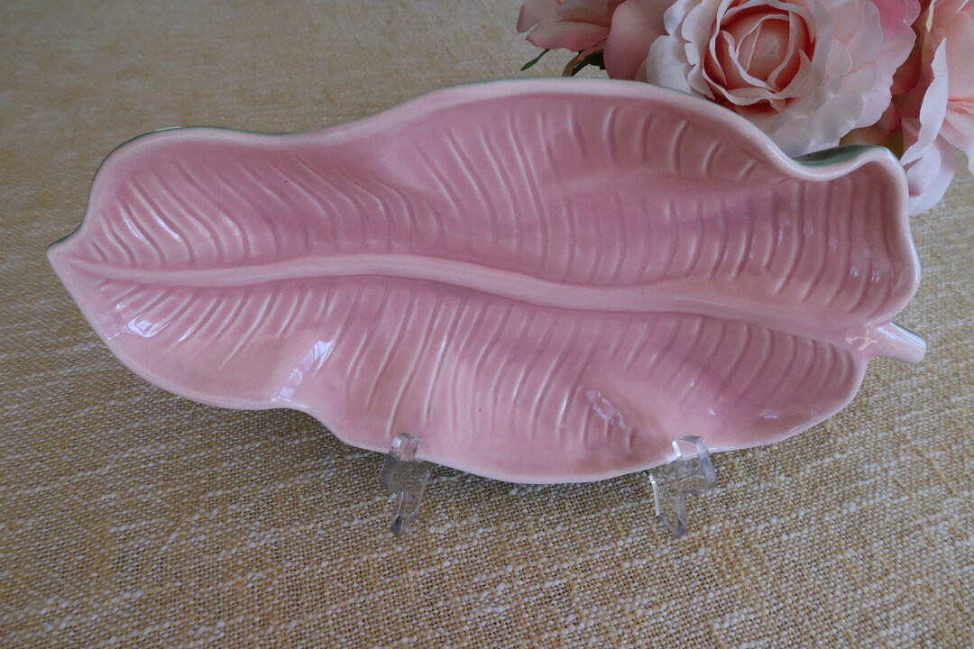 Vintage MID CENTURY 1950's Cemar California Pottery Leaf Serving Plate ...