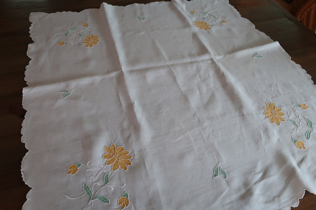 Vintage Madeira Organdy & Embroidery Tablecloth 34" X 35" - Etsy