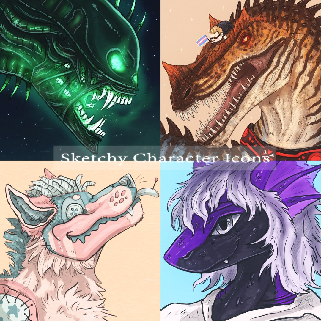 Custom Original Character Coloured Line Art Digital Icons - Etsy