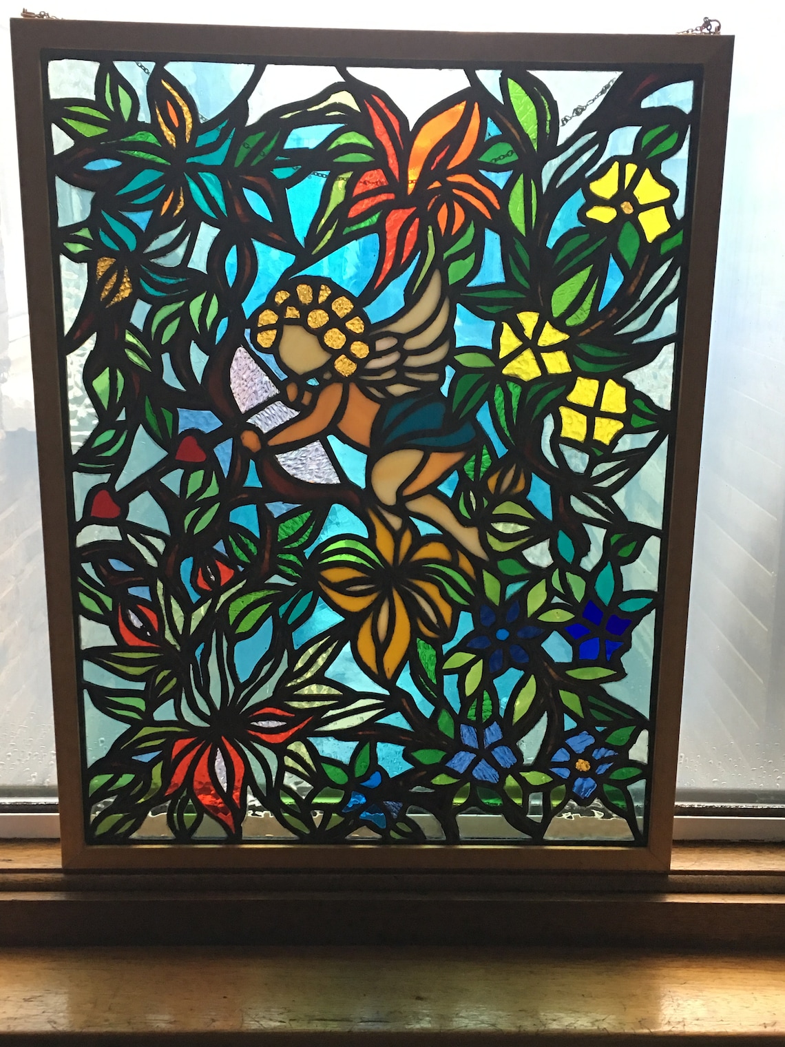 Beautiful Cupid/angel Stained Glass Panel/sun Catcher - Etsy UK