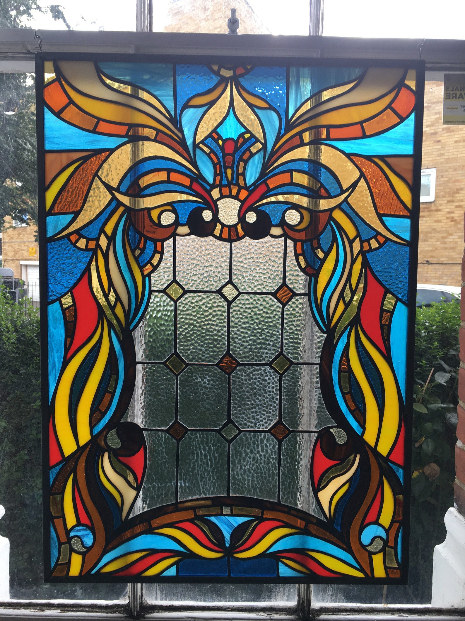 Amazing Art Nouveau Stained Glass Panel/sun Catcher - Etsy