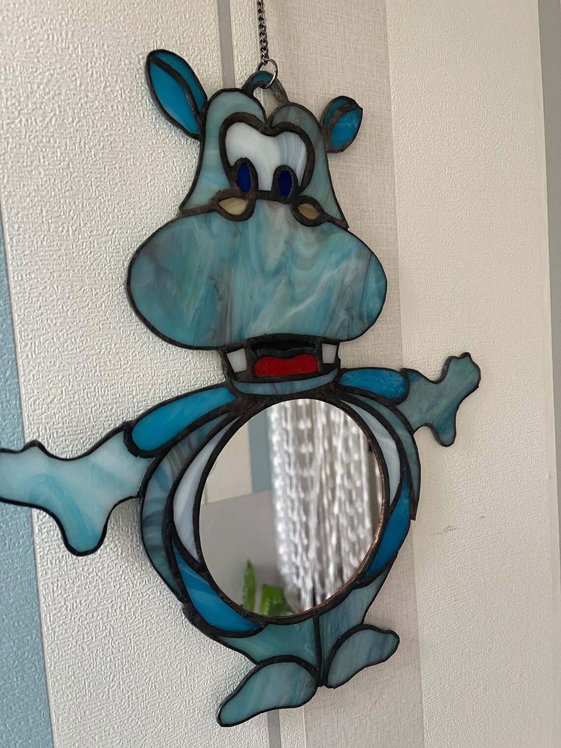 Cute Hippo Stained Glass Sun Catcher Mirror - Etsy