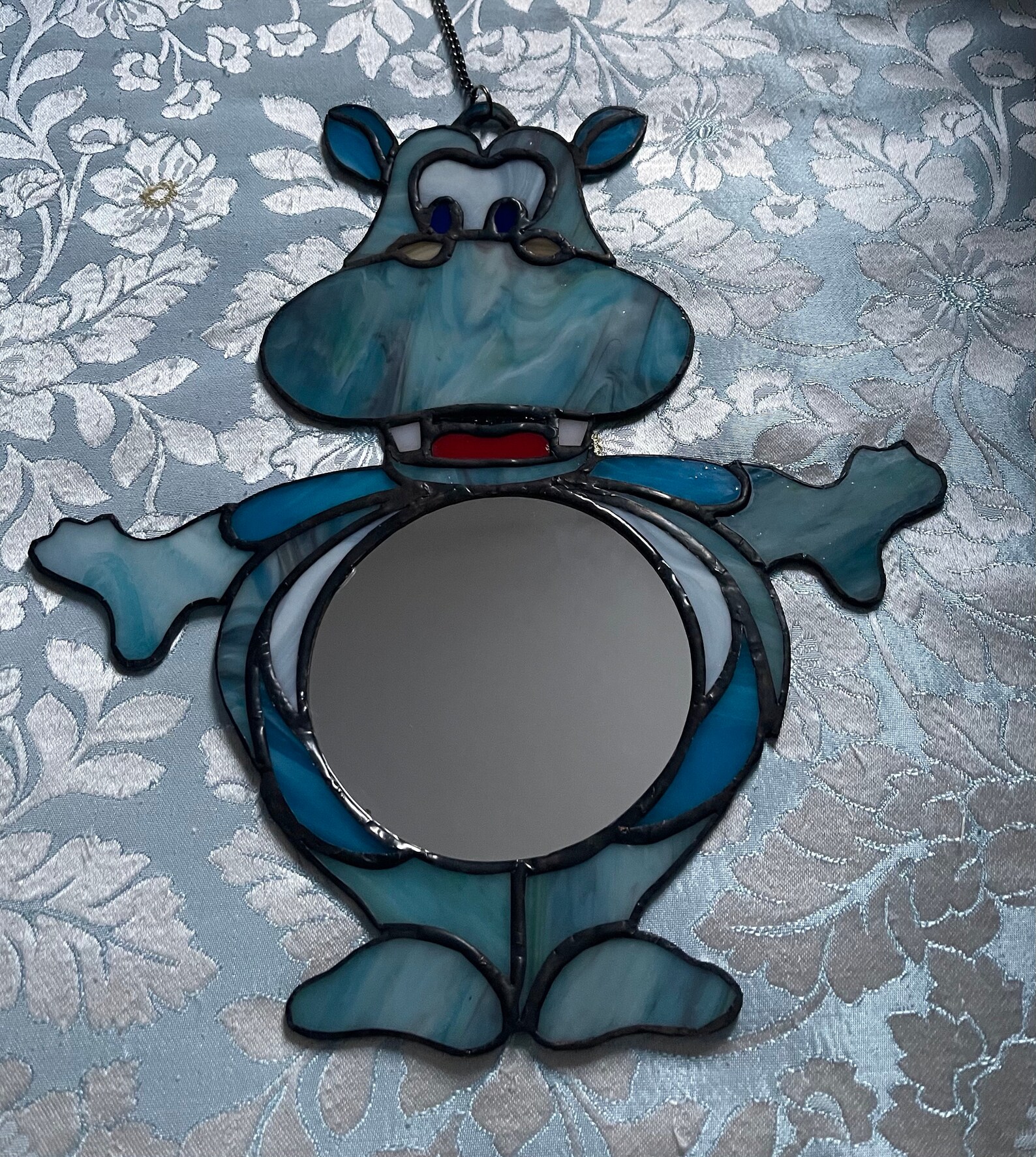 Cute Hippo Stained Glass Sun Catcher Mirror | Etsy