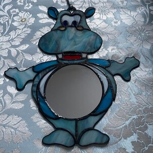 Cute Hippo Stained Glass Sun Catcher Mirror - Etsy