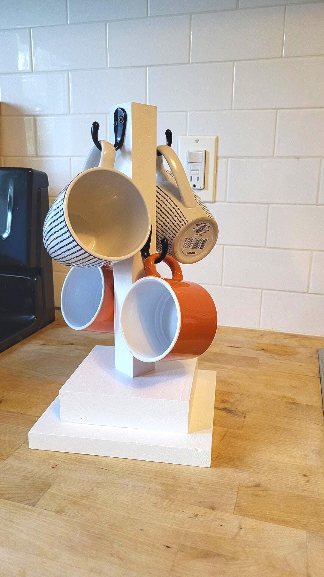 Handmade White Wooden Mug Tree, Coffee Cup Holder - Etsy