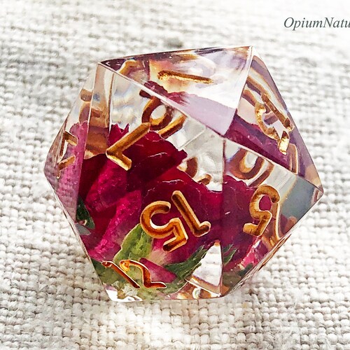 D20 Dice With Real Pink Heather Critical Role Resin Polyhedral - Etsy
