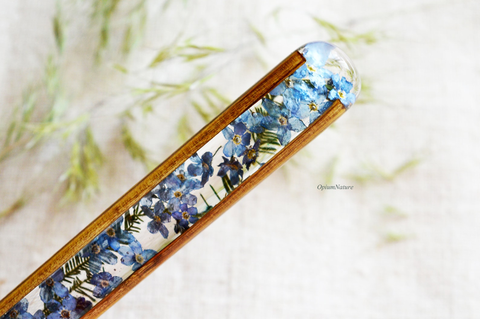Forget Me Not Hair Stick Resin Hair Stick Hair Fork Wooden - Etsy