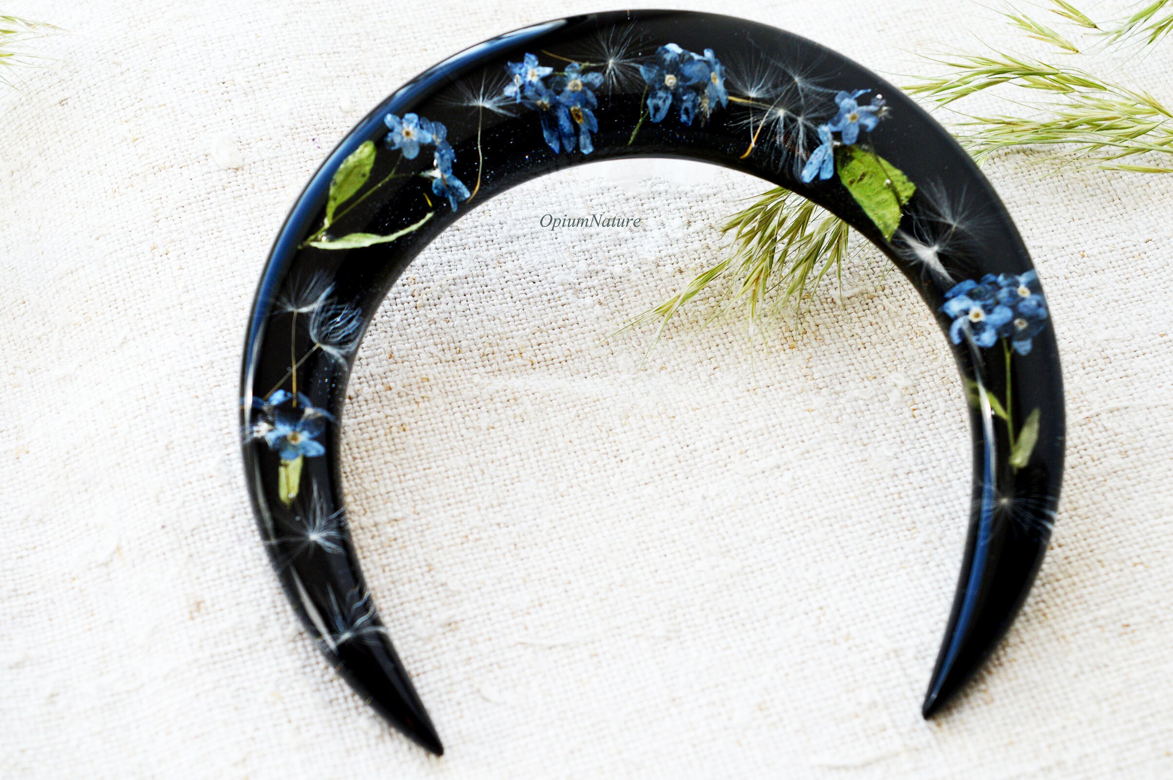 Real Dandelion Seeds and Forget Me Not Moon Hair Stick - Etsy