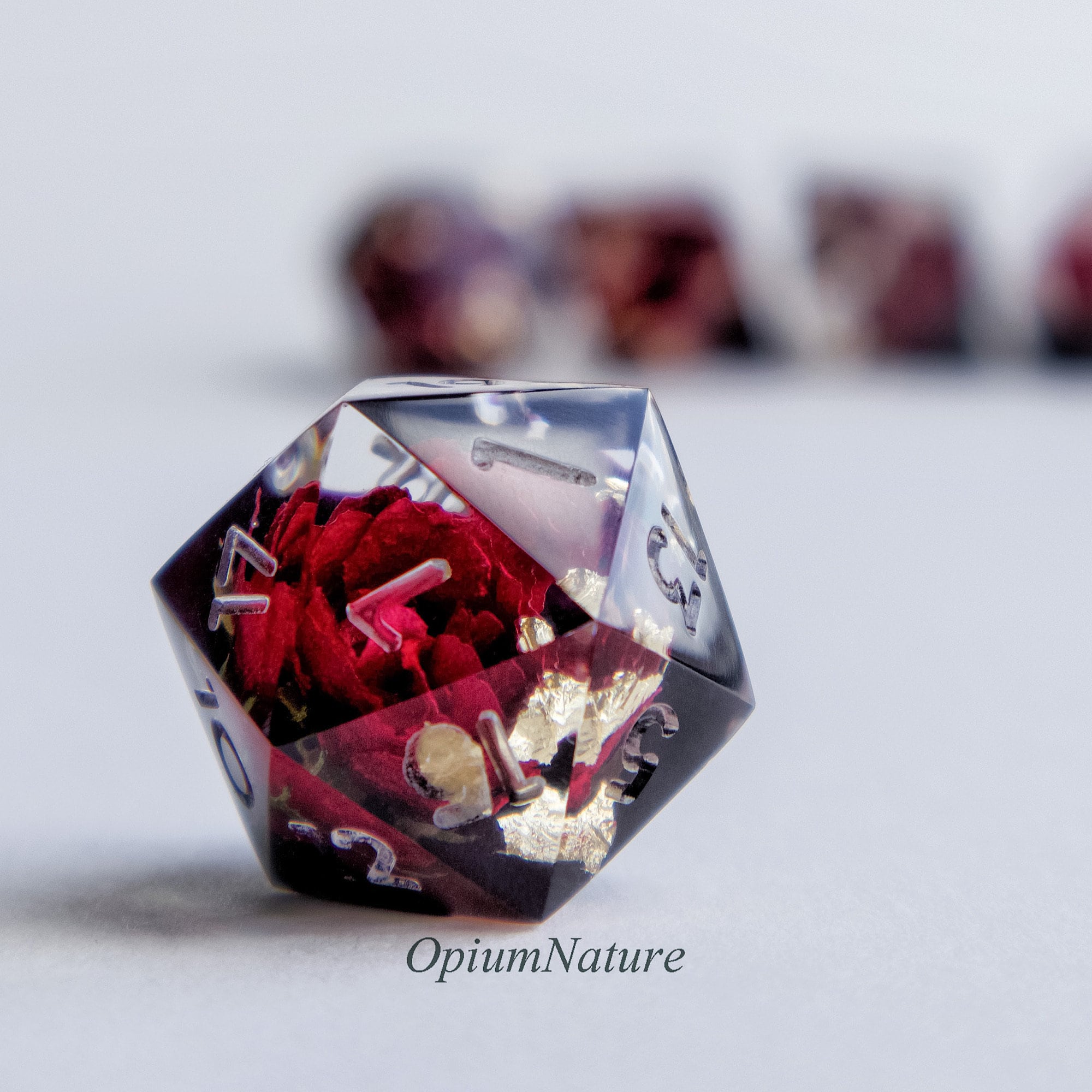Real Red Rose and Gold Leaf Dice Set Critical Role Resin - Etsy