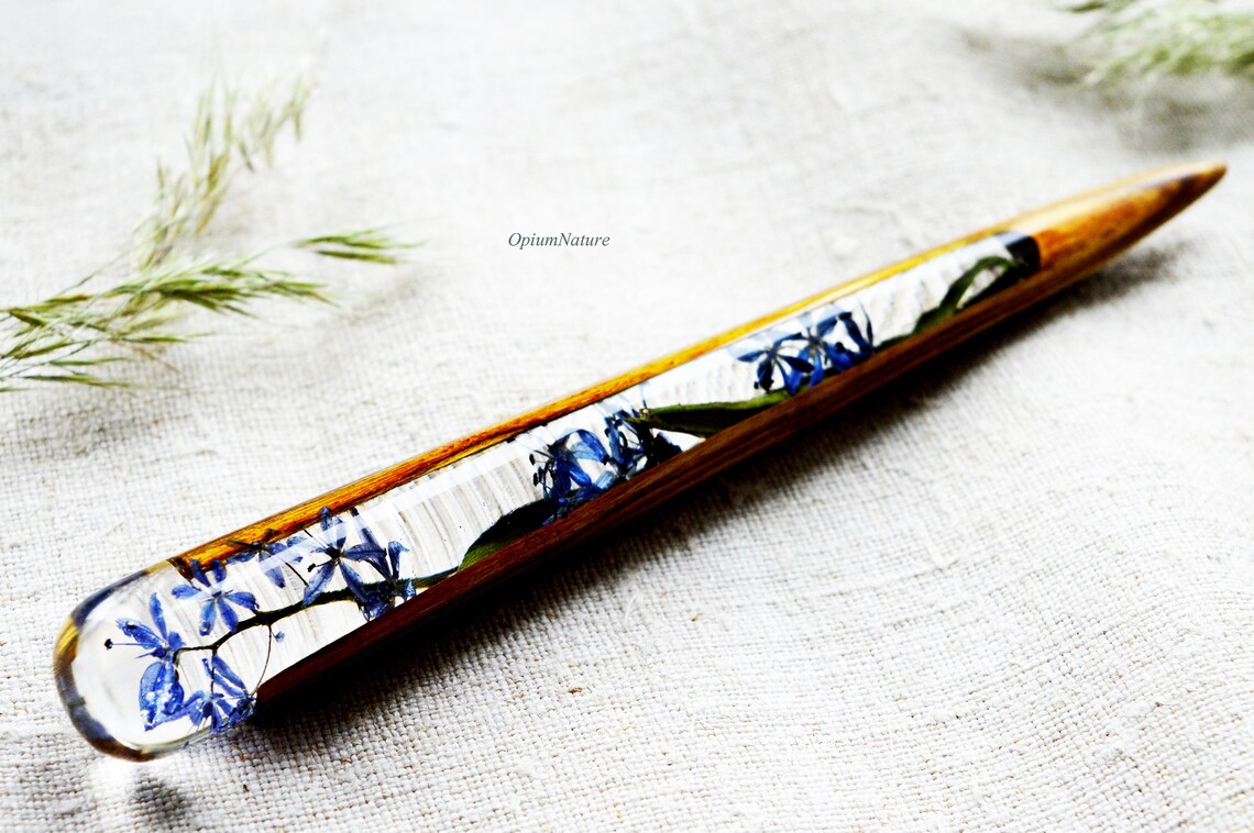 Accessories for Long Hair Blue Snowdrop Hair Stick Resin Hair | Etsy