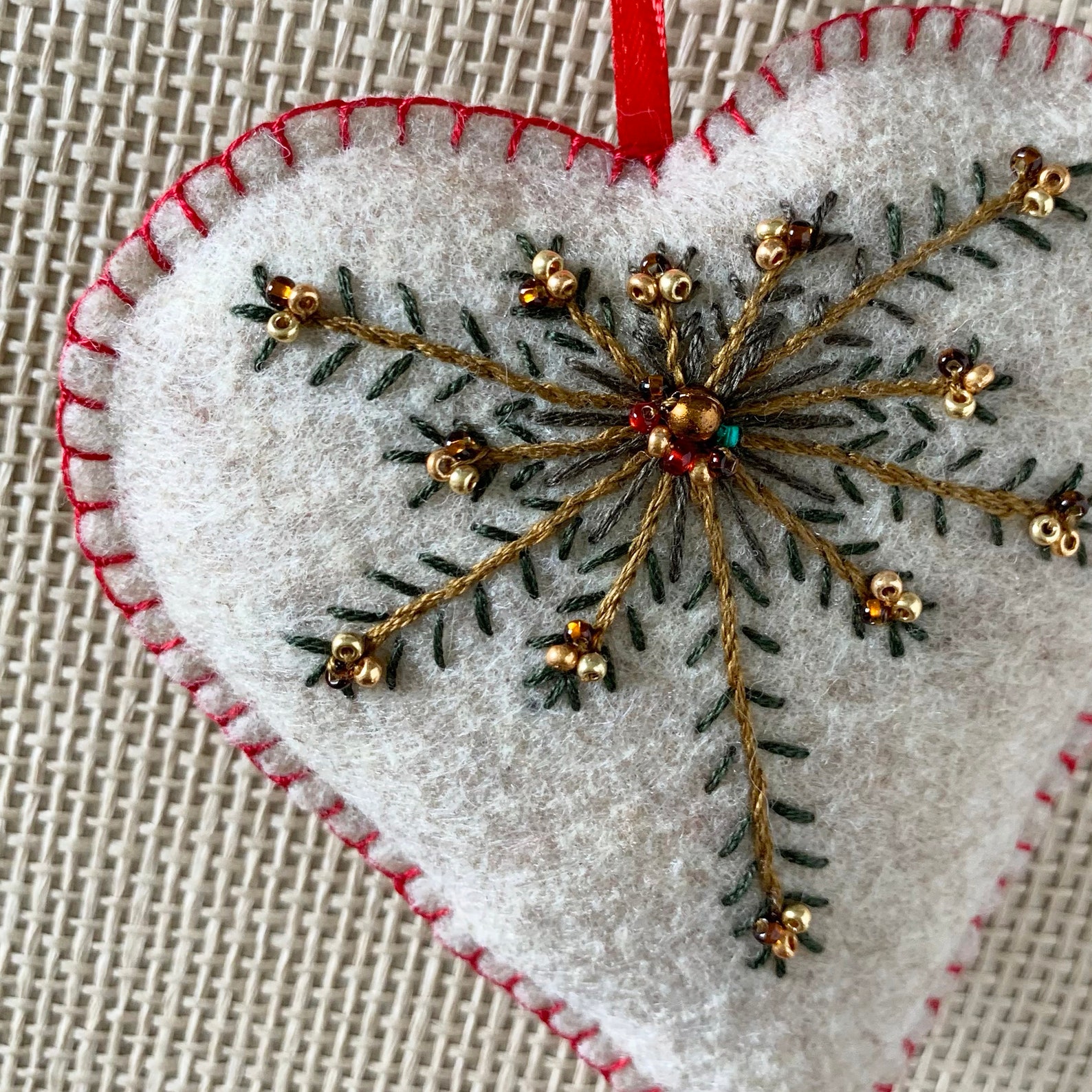 Elegant Felt Heart Ornament Gift Decoration Red Winter - Etsy