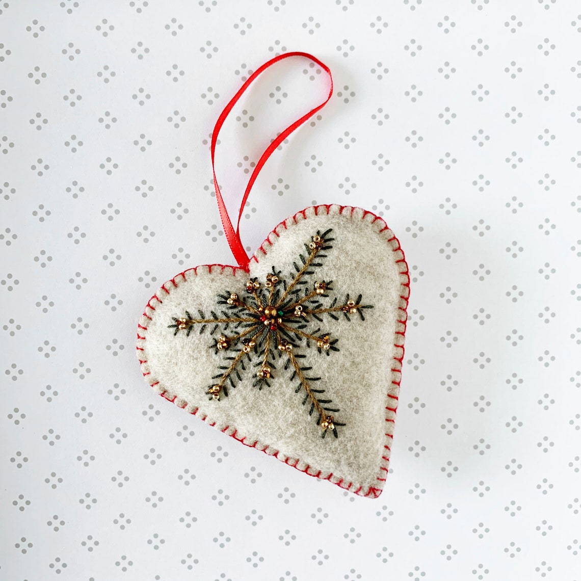 Elegant Felt Heart Ornament Gift Decoration Red Winter - Etsy
