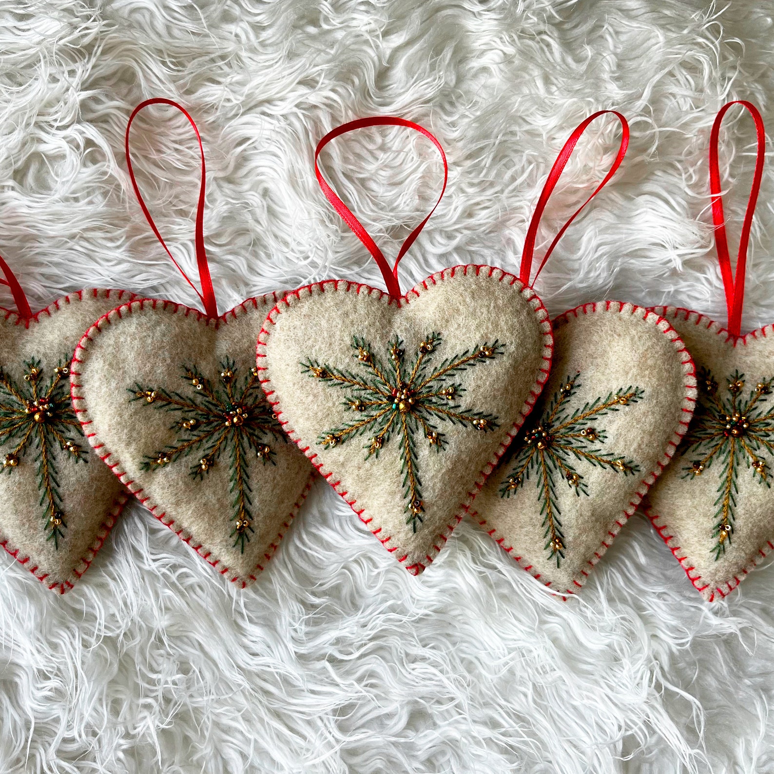 Elegant Felt Heart Ornament Gift Decoration Red Pink - Etsy