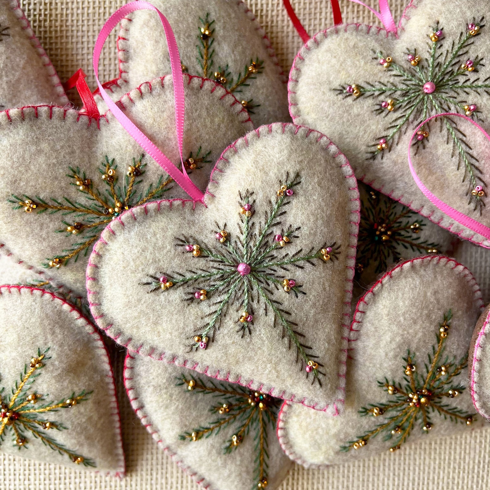 Elegant Felt Heart Ornament Gift Decoration Red Pink - Etsy