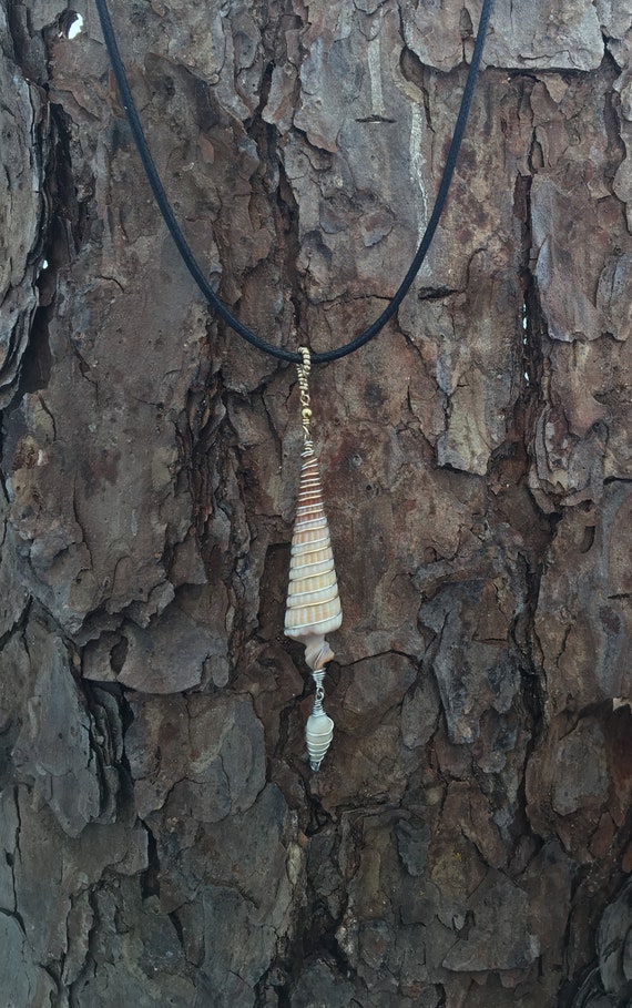 Gold Filled Auger Shell Necklace Tree Shape Two Tone Wire | Etsy