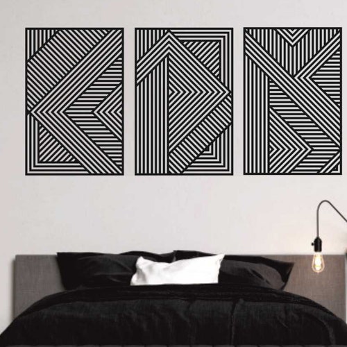 Geometric Wood Panel Art Geometric Wood Wall Art Set of 2 | Etsy