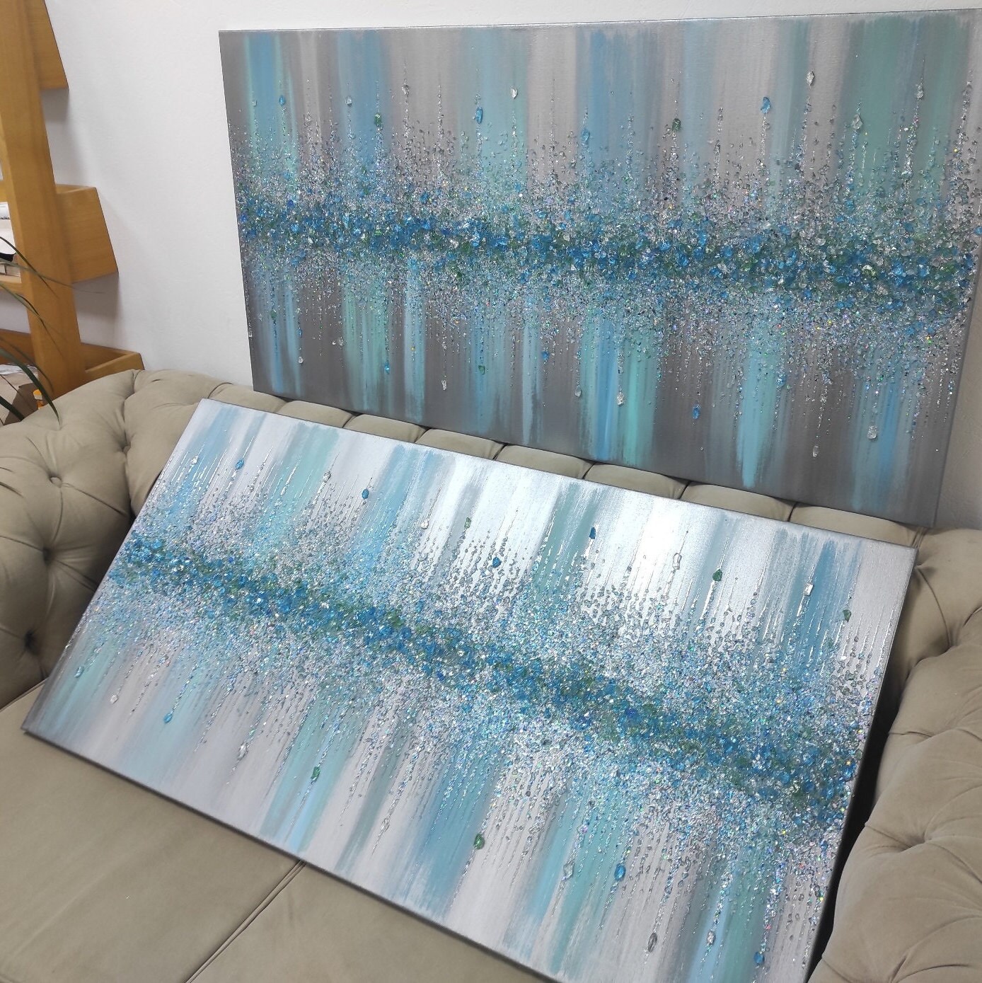 Glitter Glass Painting Glitter Painting Silver Glitter Art - Etsy