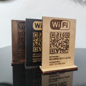 Custom Made QR Code Wifi Sign, Menu Sign, Public Sign, QR Code Wooden ...