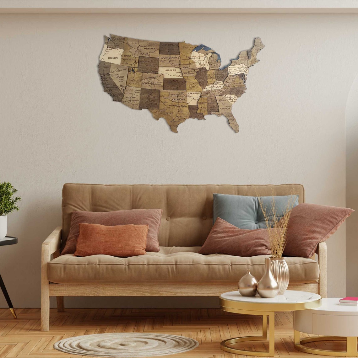USA Travel Map Push Pin Map USA Wooden Wall Map - Etsy