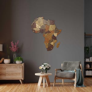 Wooden Africa Map, 3D Africa Travel Map, Carte De Voyage De L'afrique ...