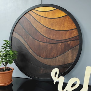 Wood Wall Round Decor Wood Wall Art Wood Wall Hanging Geometric Wood ...