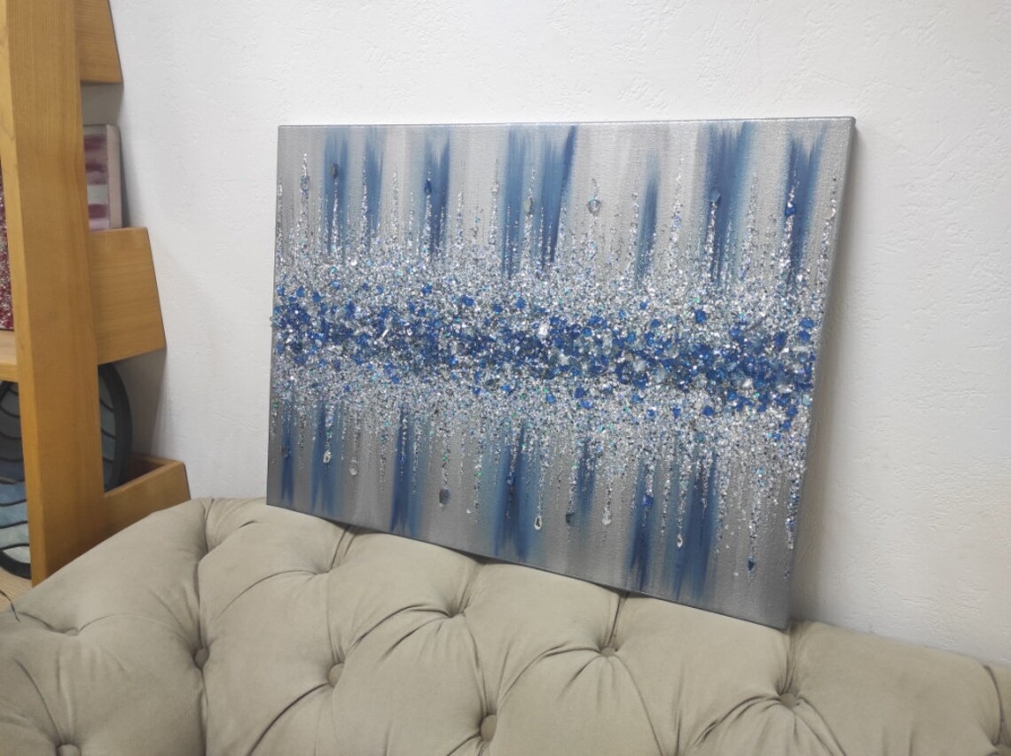 Glitter Glass Painting Glitter Painting Glitter Art Silver - Etsy