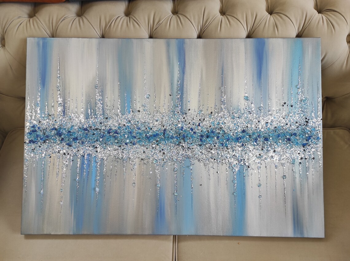 Glitter Glass Painting Glitter Painting Glitter Art Silver - Etsy